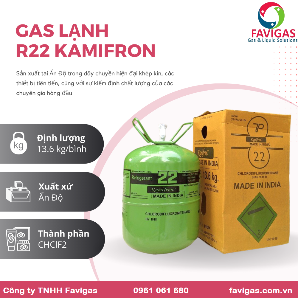 Gas lạnh R22 Kamifron Ấn Độ chất lượng cao